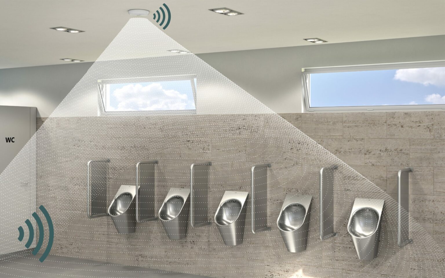 Smarte Urinalspülung mit innovativem Raumsensor - BAU-Index